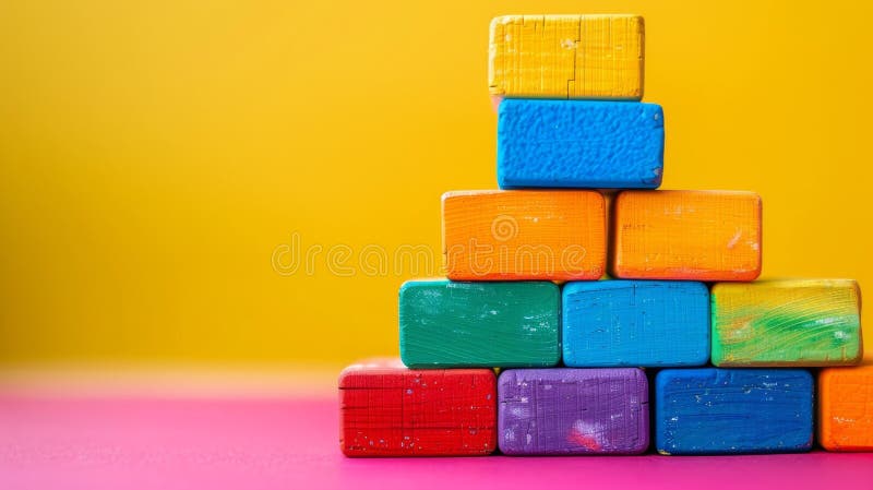 A Close Up of a Stack of Colorful Blocks on Top of Each Other, AI Stock ...