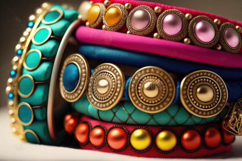 Stack of Colorful Bracelets on White Background Stock Illustration ...