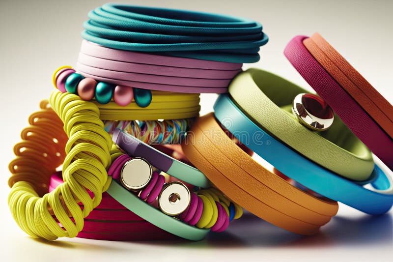 Stack of Colorful Bracelets on White Background Stock Illustration ...