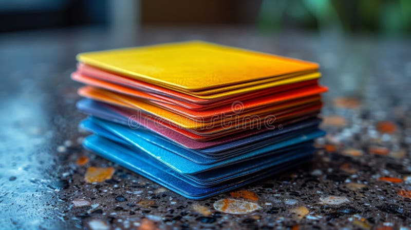 A Stack of Colorful Flashcards on a Speckled Surface Stock Image ...
