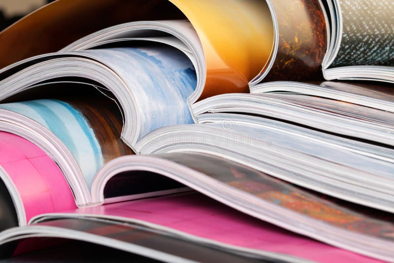 Close-up of Stack of Colorful Magazines Stock Photo - Image of magazine ...