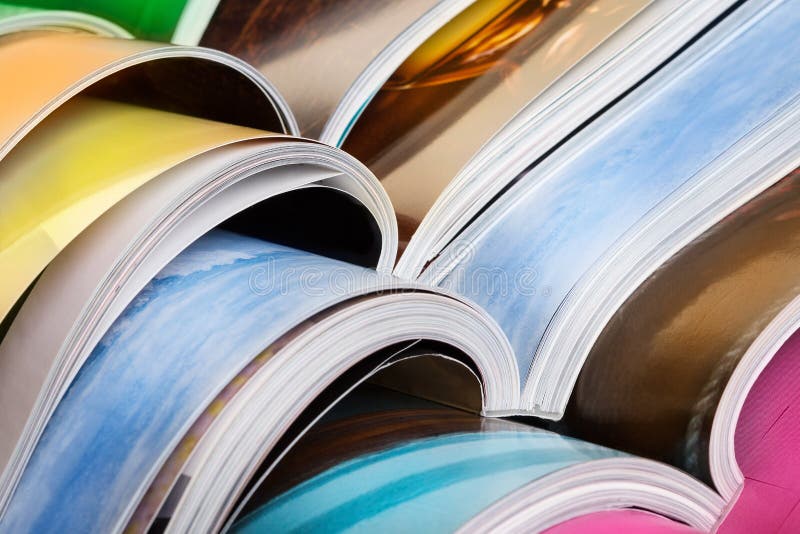 Close-up of Stack of Colorful Magazines Stock Photo - Image of book ...