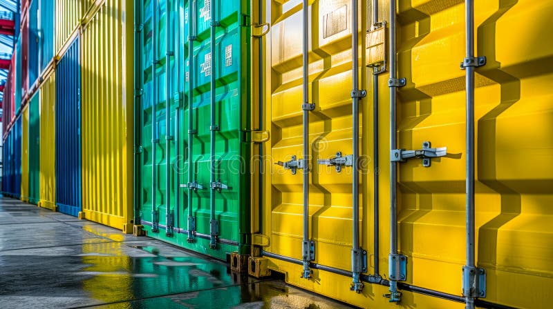 Close Up Stack of Colourful Container at Storage Area Ship Yard ...