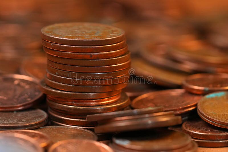 Close-up of Brown Copper EURO Cent Coins Stack Stock Image - Image of ...