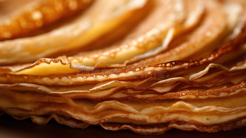 Stack of Crepes on Kitchen Table. Pancakes for Breakfast, Food ...