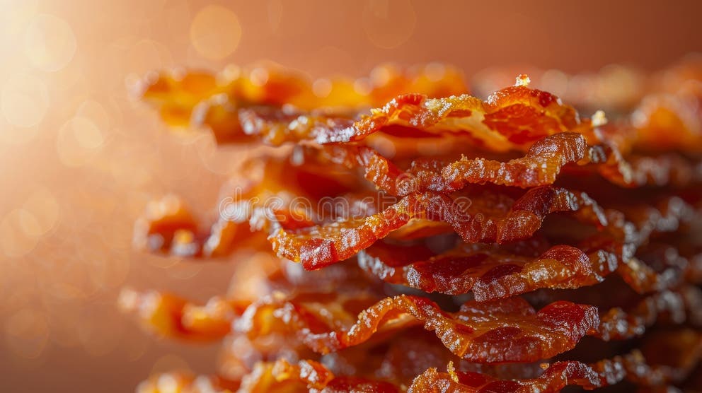 Close-up of a Stack of Crispy Fried Bacon Strips Stock Photo - Image of ...