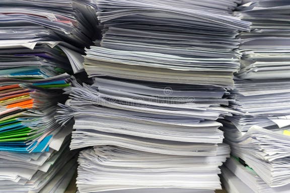 Close Up Stack of Document at Office Stock Image - Image of busy ...