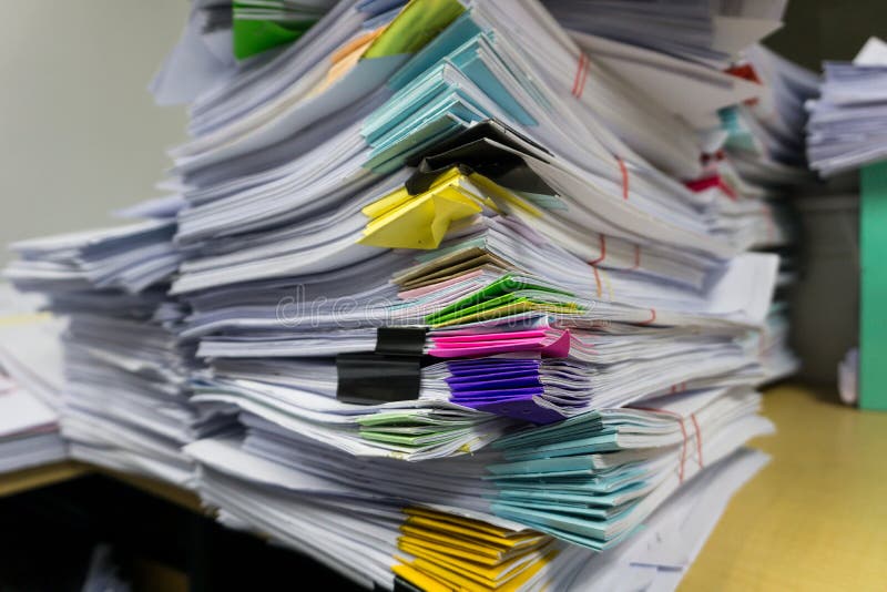 Close Up Stack of Document at Office Stock Photo - Image of mess ...