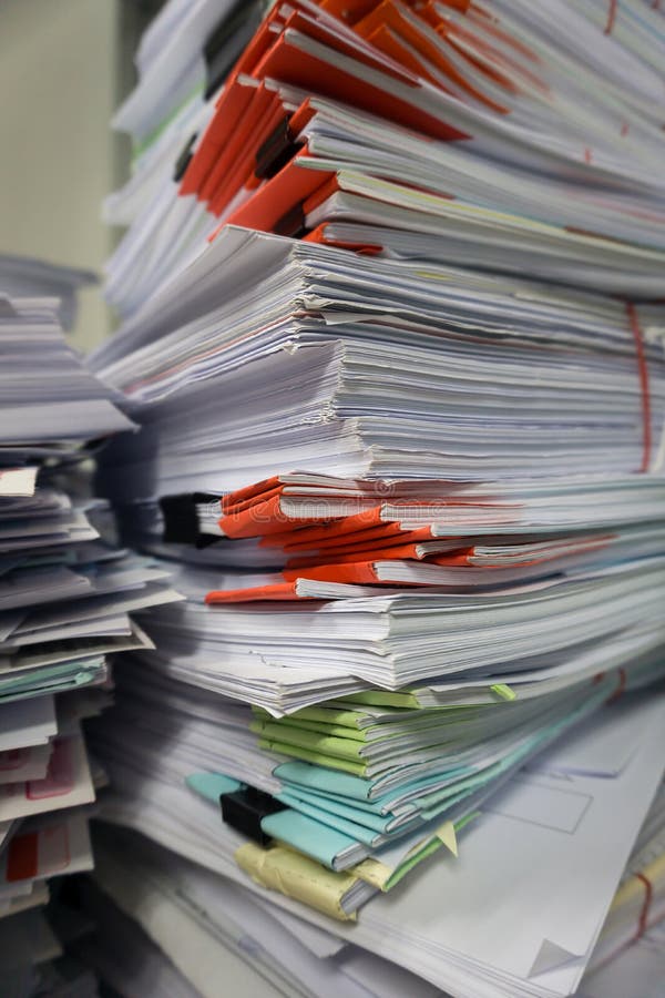 Close Up Stack of Document at Office Stock Image - Image of full ...