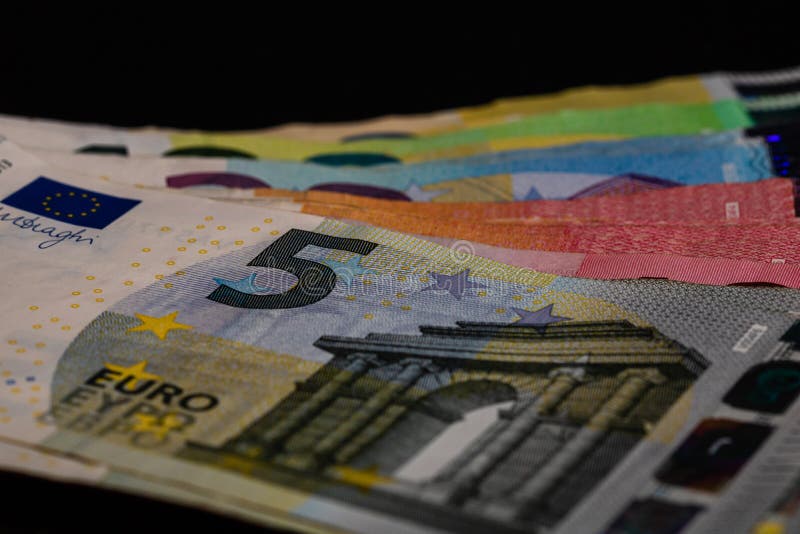 Close Up on Stack of EURO Money. Euro Banknotes Isolated Stock Image ...