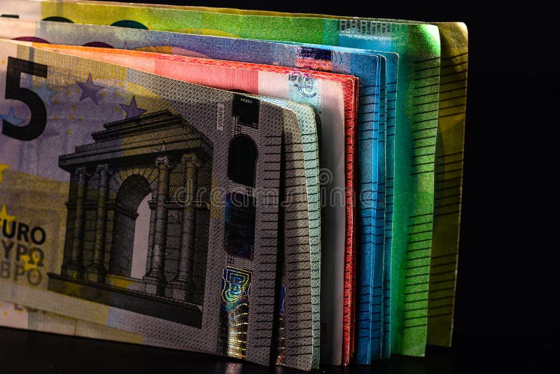 Close Up on Stack of EURO Money. Euro Banknotes Isolated Stock Image ...