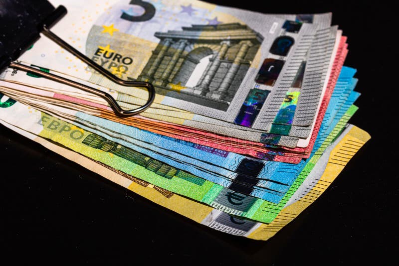 Close Up on Stack of EURO Money. Euro Banknotes Isolated Stock Photo ...
