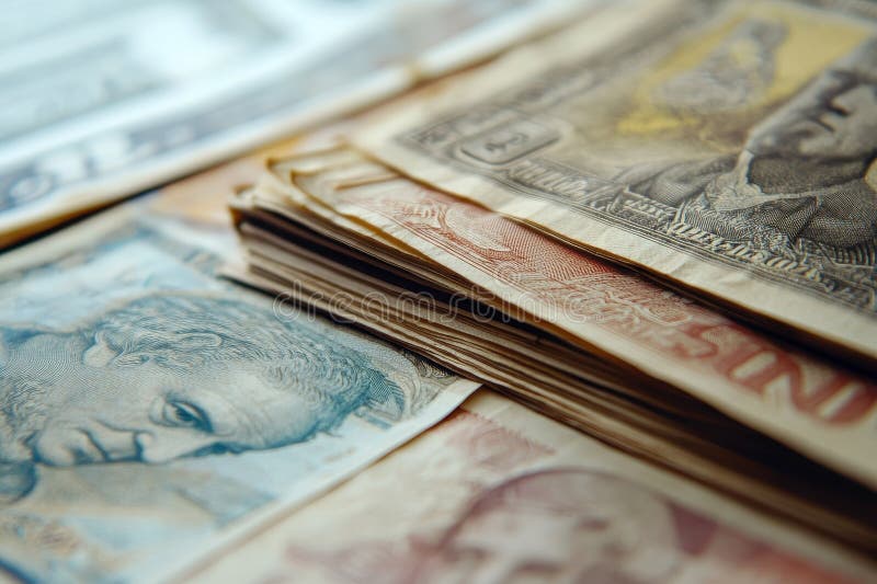 Close-up of a Stack of Folded Currency Bills Stock Illustration ...