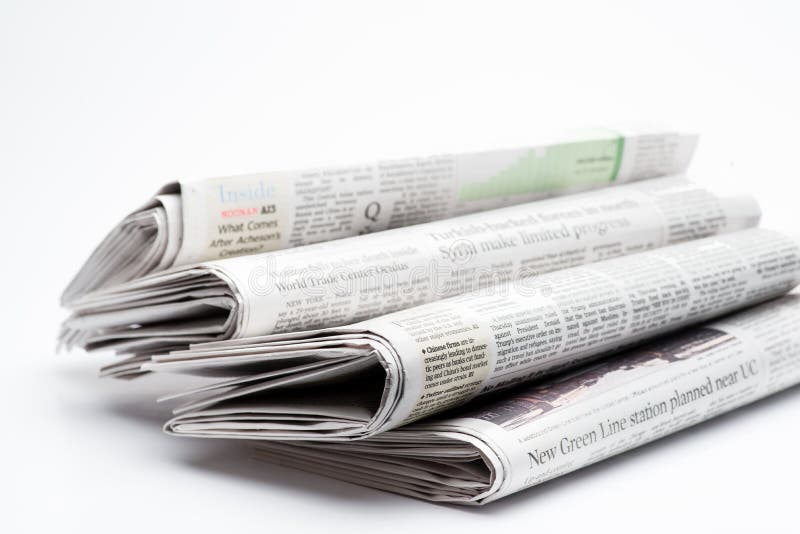 Close Up of a Stack of Folded Newspapers Editorial Stock Image - Image ...