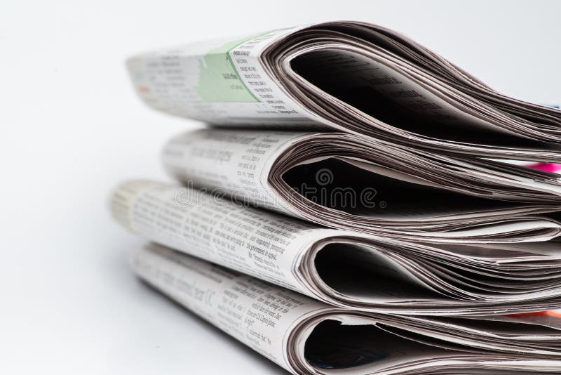 Close Up of a Stack of Folded Newspapers Editorial Stock Image - Image ...
