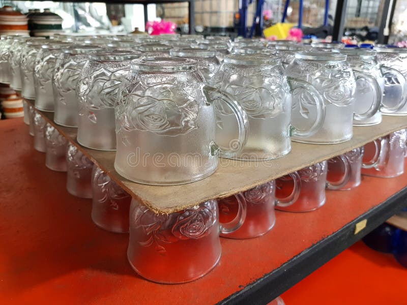 Close Up of Stack of Glasses in Shop Stock Image - Image of stack ...