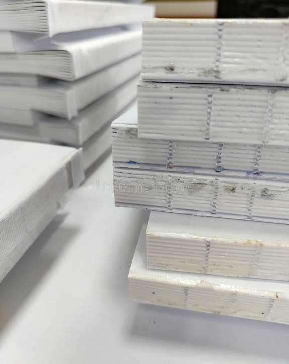 Close-up, a Stack of Glued Book Blocks Prepared for Binding in a ...