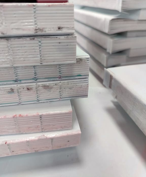 Close-up, a Stack of Glued Book Blocks Prepared for Binding in a ...