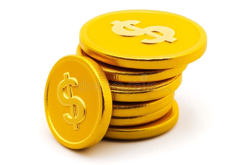 Close-up of a Stack of Gold-colored Bitcoin Coins Isolated on Plain ...