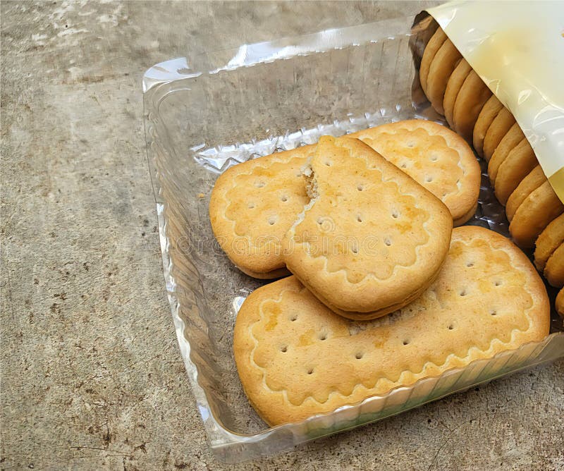 Close-up of a Stack of Golden Brown Rectangular Biscuits Stock ...