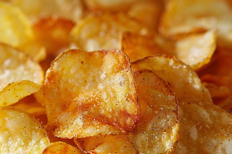 Close Up of Stack Golden Potato Chips Stock Illustration - Illustration ...