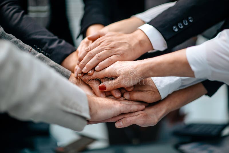 Close Up. a Stack of Hands. the Concept of Unity Stock Photo - Image of ...