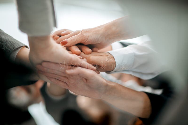 Close Up. a Stack of Hands. the Concept of Unity Stock Photo - Image of ...