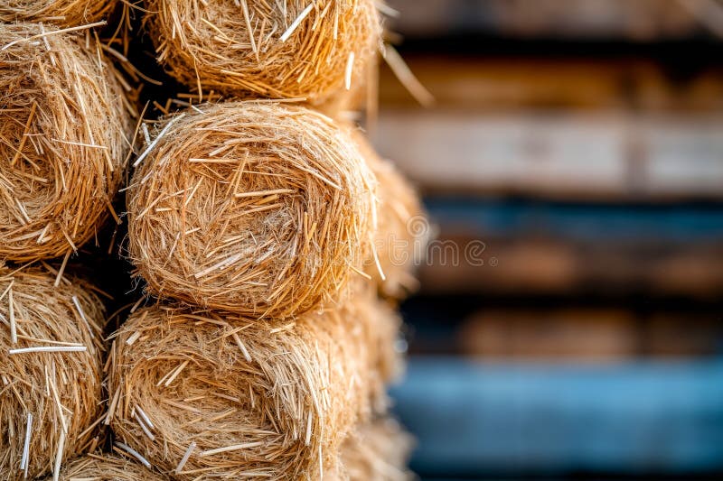 A Stack of Hay Bales Stacked on Top of Each Other Stock Photo - Image ...
