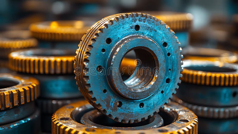 Close-up of a Stack of Industrial Metal Gears Stock Illustration ...