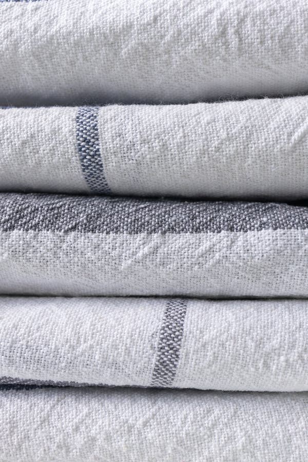 Close Up Stack of Kitchen Towels Folded, Macro Cotton Stock Photo ...