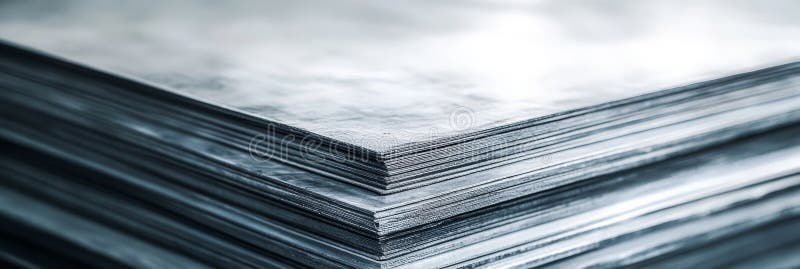 A Closeup of a Stack of Metal Sheets Showcasing Their Sleek Silver ...