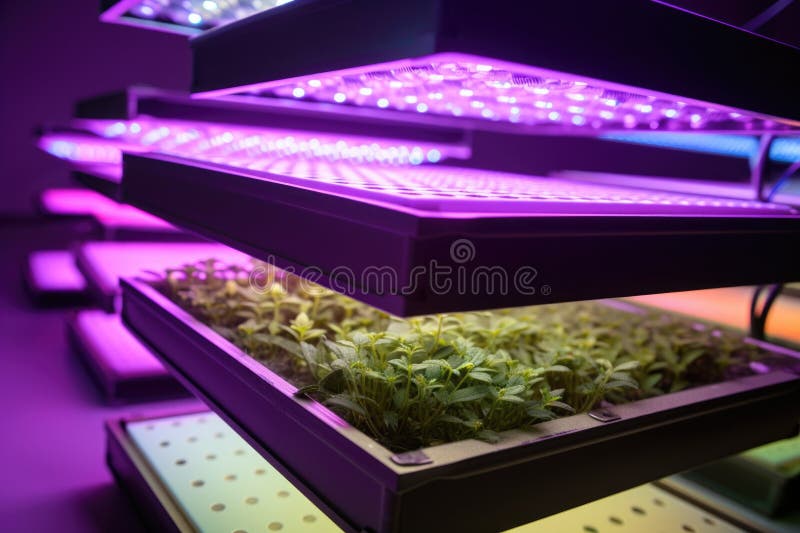 Close-up of Stack of Mini Led Panels in a Sleek and Modern Grow Room ...