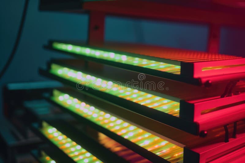 Close-up of Stack of Mini Led Panels in a Sleek and Modern Grow Room ...