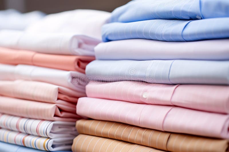 Close Up of Stack of Neatly Folded Shirts Stock Illustration ...