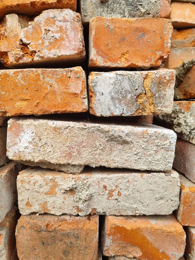 Close Up of Stack Old Red Clay Brick Stock Image - Image of close ...