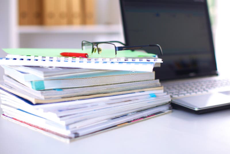 Big Stack of Papers ,documents on the Desk Stock Image - Image of ...