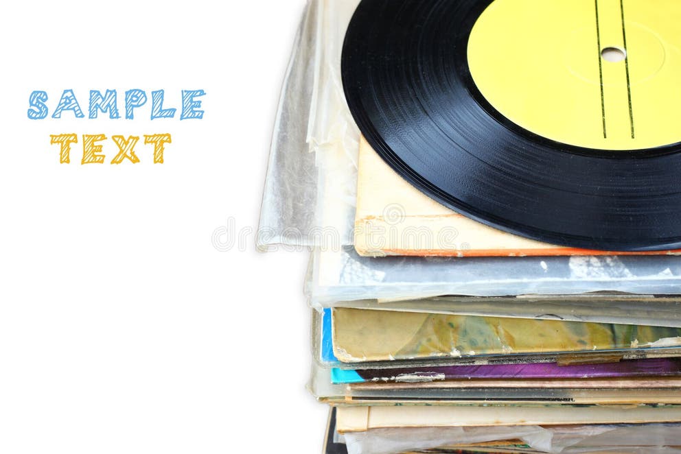 Close Up of Stack of Records Isolated on White Stock Photo - Image of ...