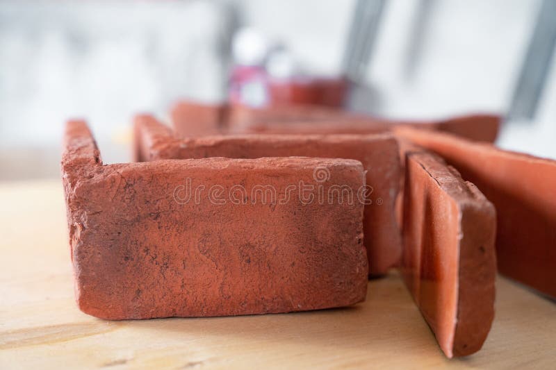 Close-up of Stack of Red Clay Bricks Stock Photo - Image of clay ...