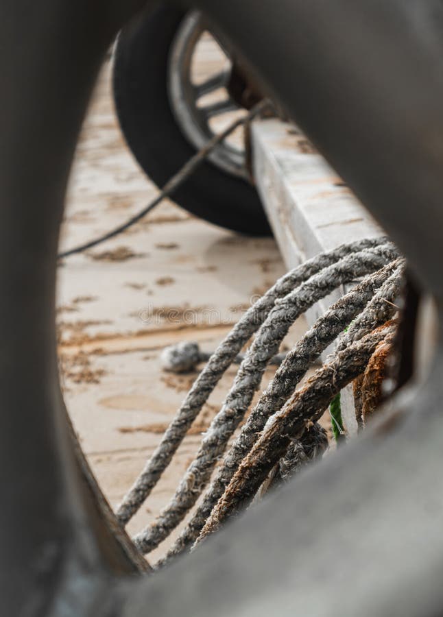 Close Up of Stack Ropes on the Beach Stock Image - Image of safety ...