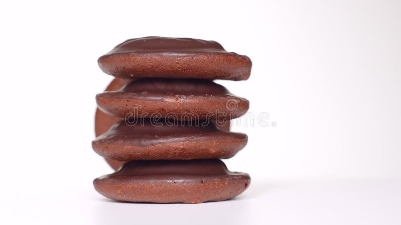360-Degree Spin of Chocolate Cookie Stack on White Background Stock ...