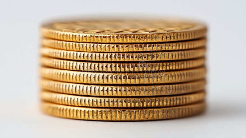 Close-up of a Stack of Shiny Gold Coins Stock Illustration ...