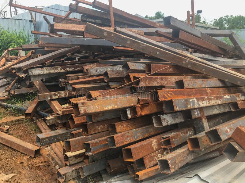 Stack of Steel Bar at Construction Site Stock Image - Image of object ...