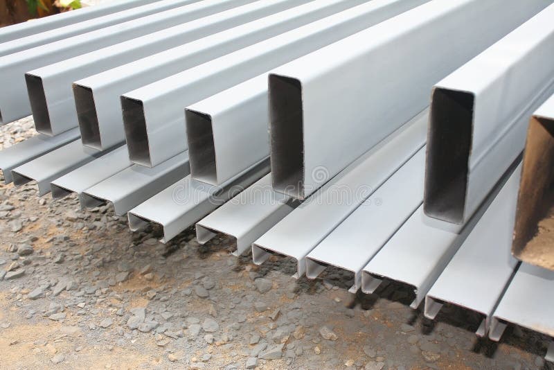 Stack steel on the ground stock image. Image of angle - 133923005