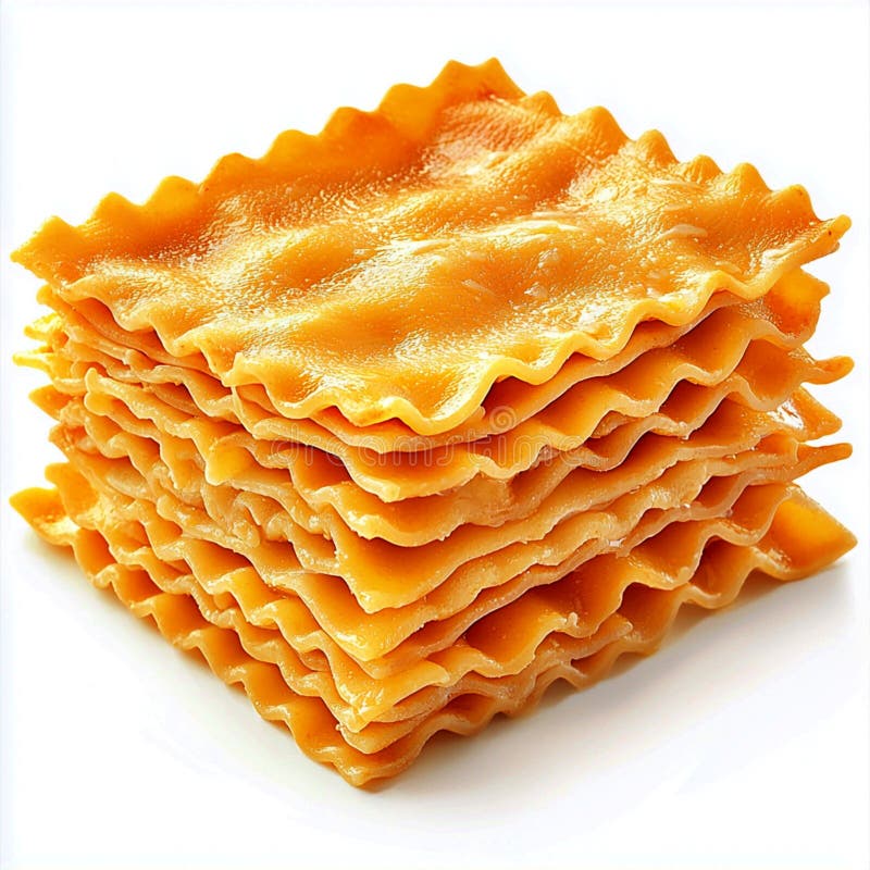 A Stack of Uncooked Lasagna Pasta Sheets with Ruffled Edges Stacked Up ...