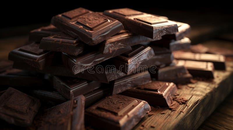 A Close-up of a Stack of Unsweetened Chocolate Bars in a Beautifully ...