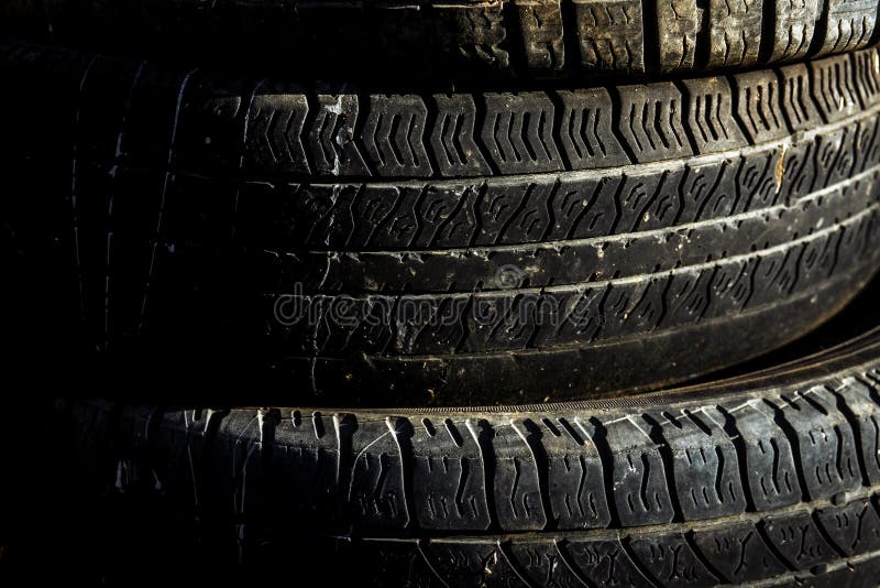 Close Up Stack of Used Car Tires Stock Photo - Image of casing, cover ...