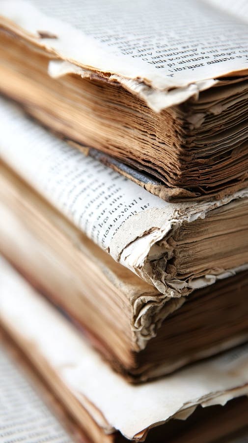 Close Up of a Stack of Worn Antique Books with Aged Pages Stock Image ...
