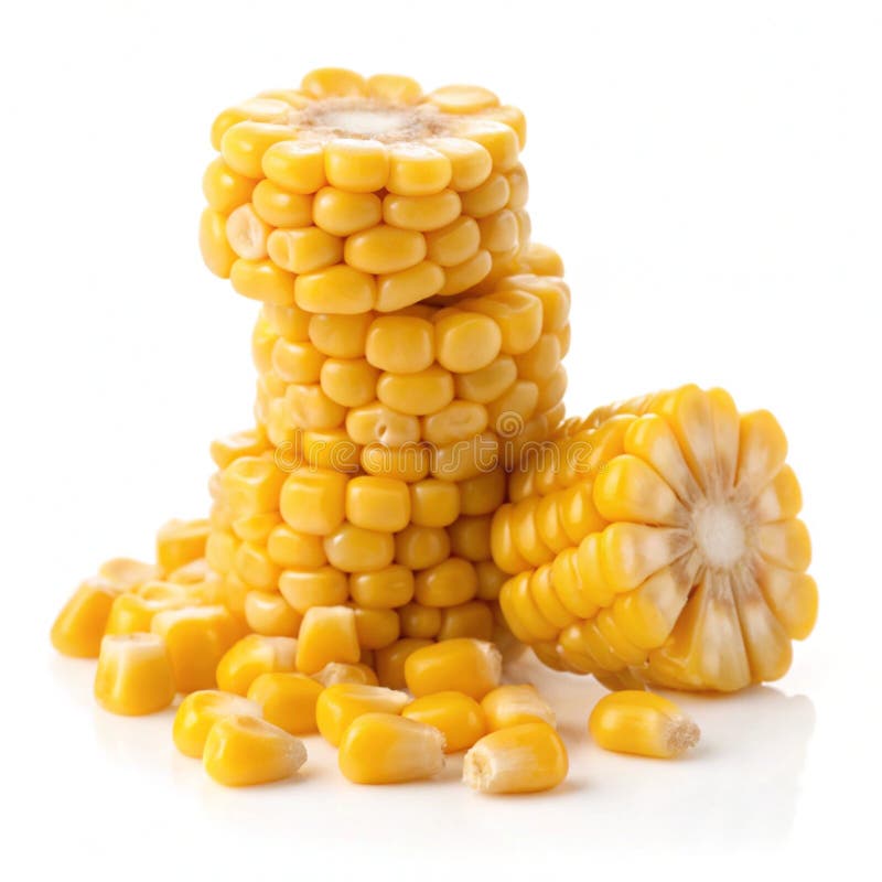 Stack of Sweetcorn Kernels Isolated on White Background Stock ...
