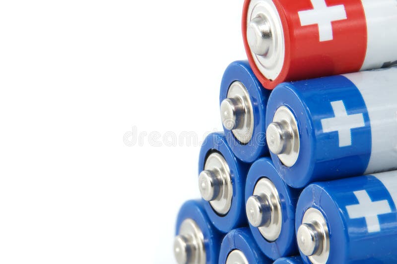 Close-up of Stacked AA Batteries Showing the Positive Terminals Stock ...