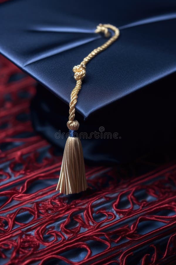 Close-up of Stacked Books with Graduation Cap Stock Illustration ...